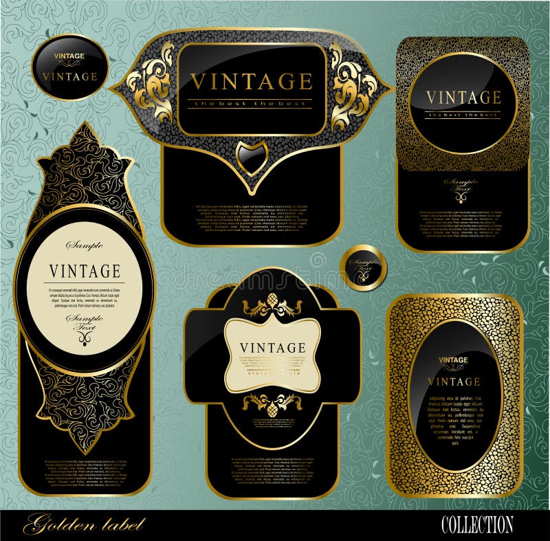 Black gold labels stock vector. Illustration of golden - 35847633