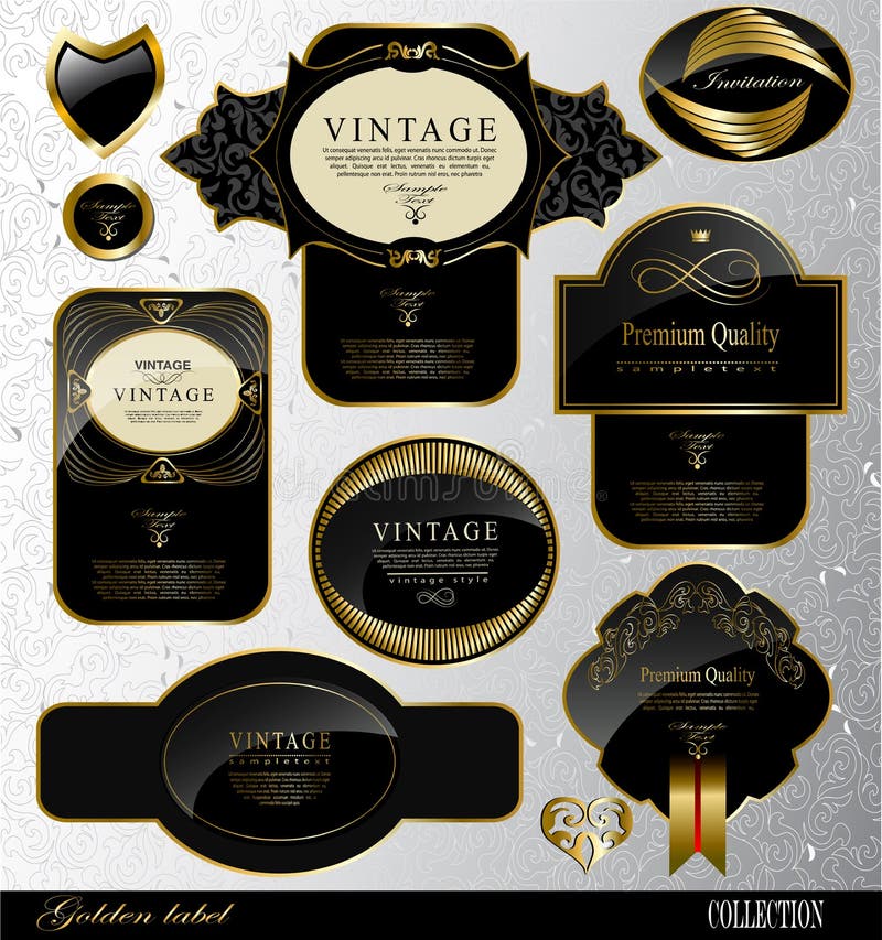 Black gold labels stock illustration. Illustration of banner - 36324329