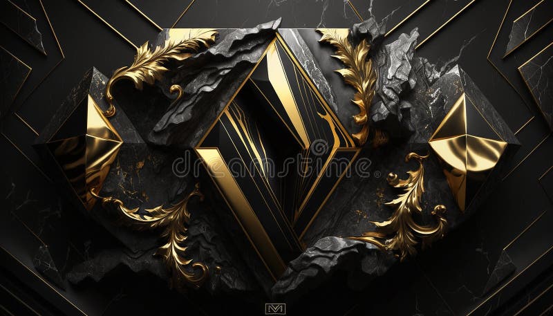 Black and Gold Luxury Background. Generative Ai Stock Illustration ...