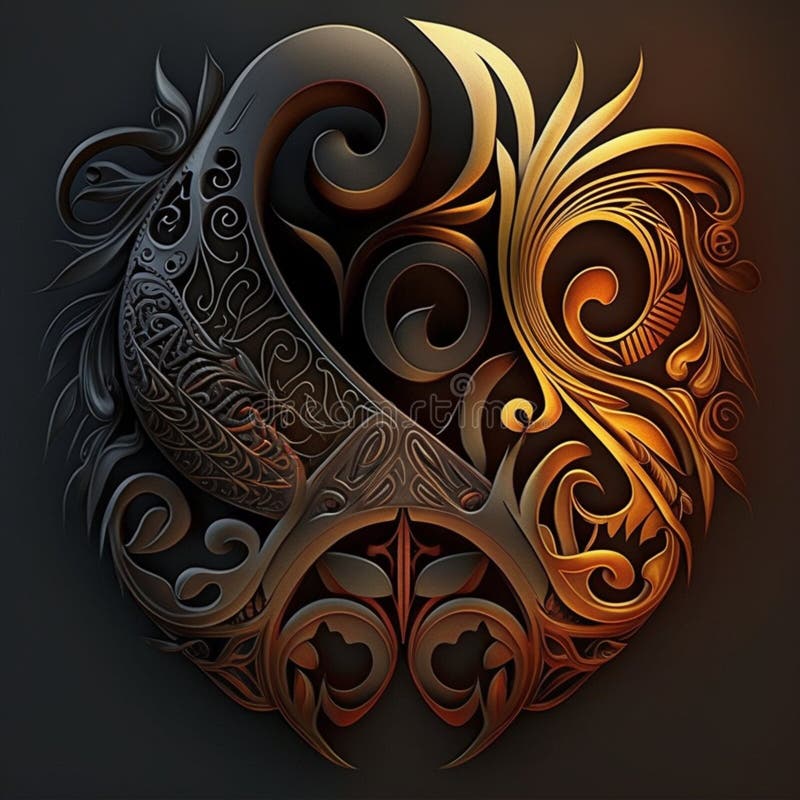 Black and Gold Wonderful Maori Pattern Stock Illustration ...