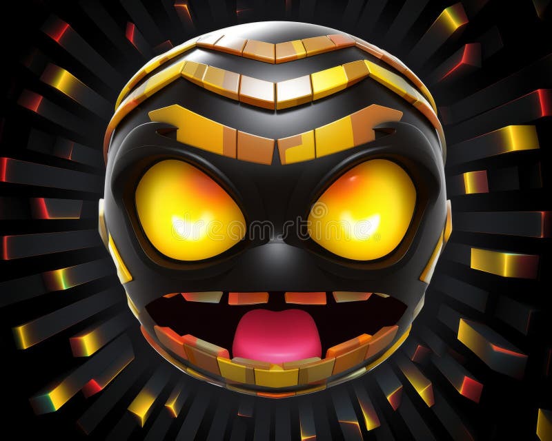 A Black and Gold Mask with Glowing Eyes Stock Illustration ...