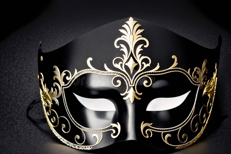 A Black and Gold Mask with Intricate Designs on it. Stock Image - Image ...