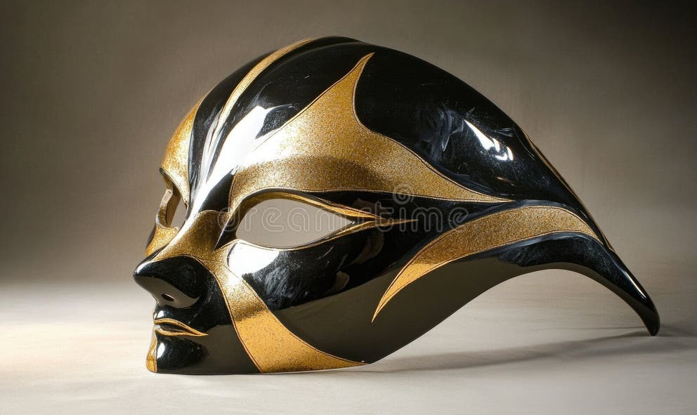 A Black and Gold Mask with Gold Trim Stock Image - Image of beauty ...