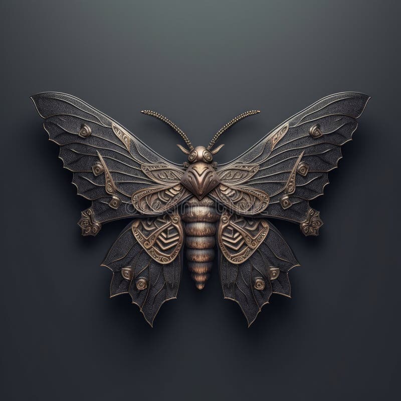 Black and Gold Moth on Dark Background Stock Image - Image of ornate ...