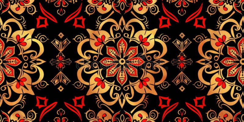 Black and Gold Pattern with Red Hearts Stock Image - Image of wrapping ...