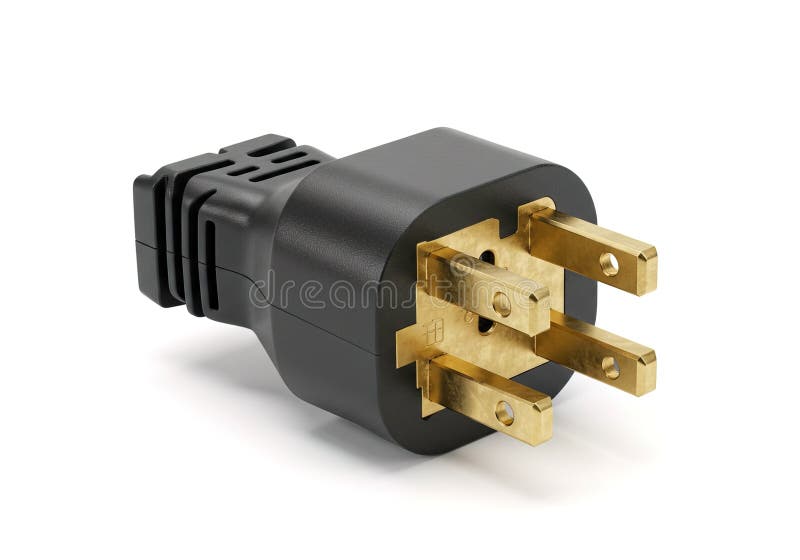 A Black and Gold Plug with Four Prongs AI Generated Stock Illustration ...