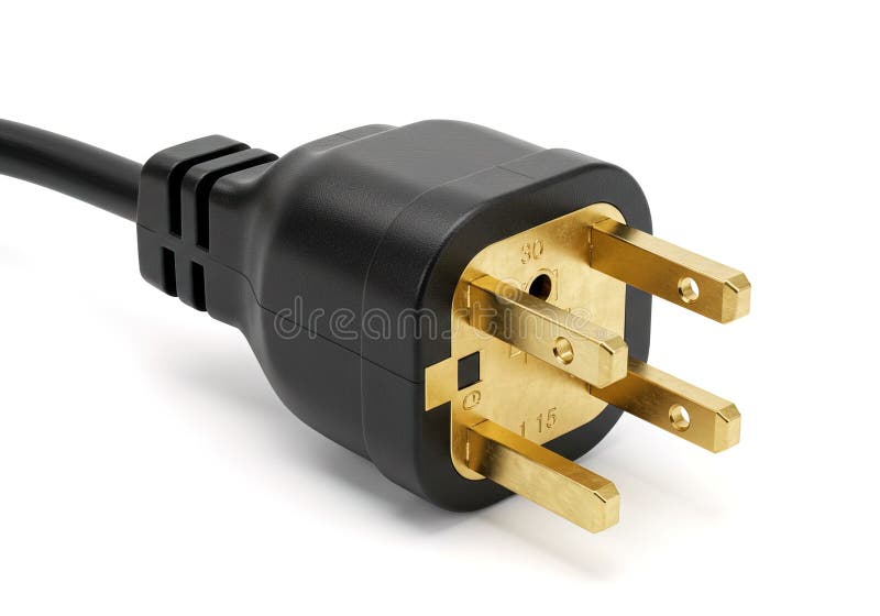 A Black and Gold Plug with Four Prongs AI Generated Stock Illustration ...