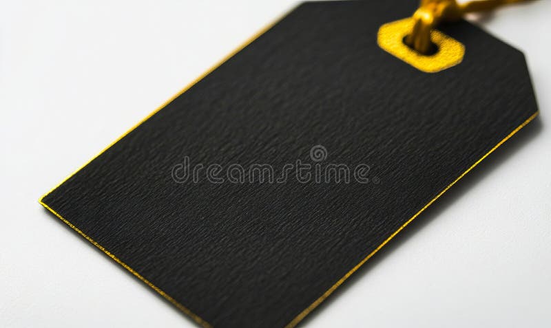 A Black and Gold Price Tag on a White Surface Stock Photo - Image of ...