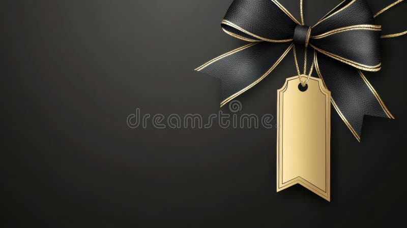 A Black and Gold Ribbon with a Tag on it, AI Stock Image - Image of ...