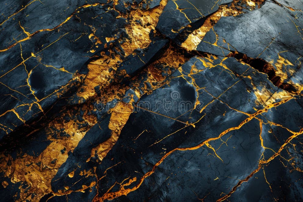 A Black and Gold Rock with Gold Streaks Stock Illustration ...