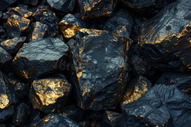 Black Gold Rocks. Generate Ai Stock Illustration - Illustration of ...