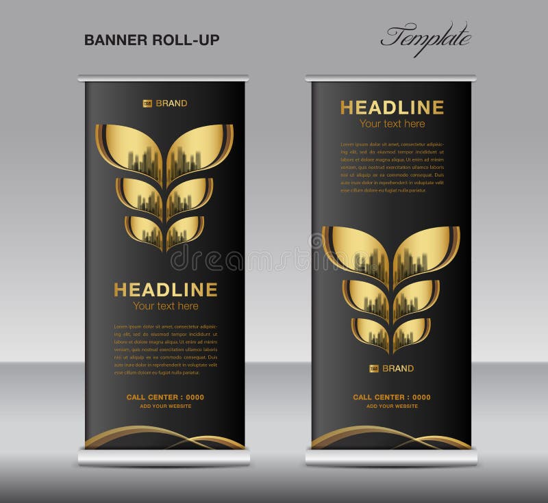 Gold Roll Up Banner Template Vector Illustration, Banner Design Stock ...
