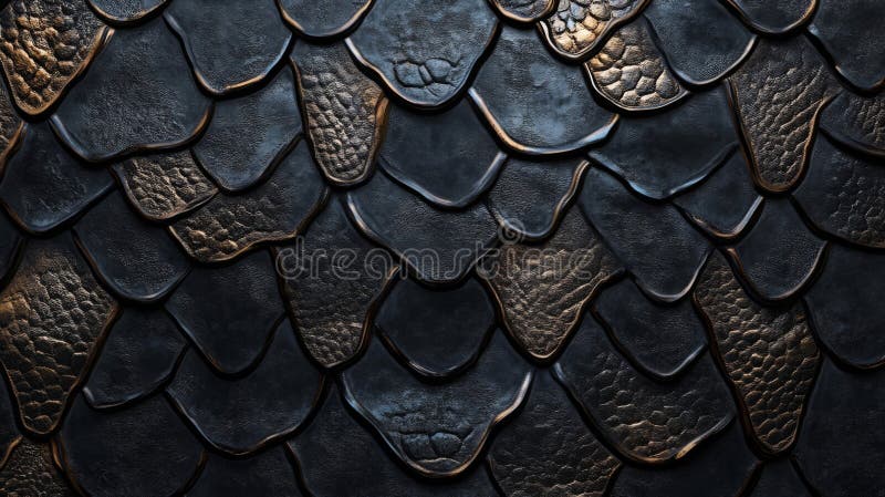 Black and Gold Scaled Texture with 3D Detail Stock Illustration ...