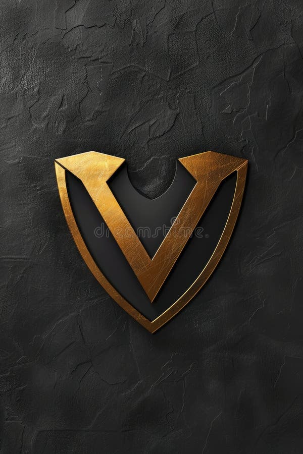 Black and Gold Shield with a Golden V Symbol. Suitable for Various ...