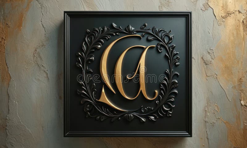 A Black and Gold Sign with the Letter "a" on it. Stock Illustration ...
