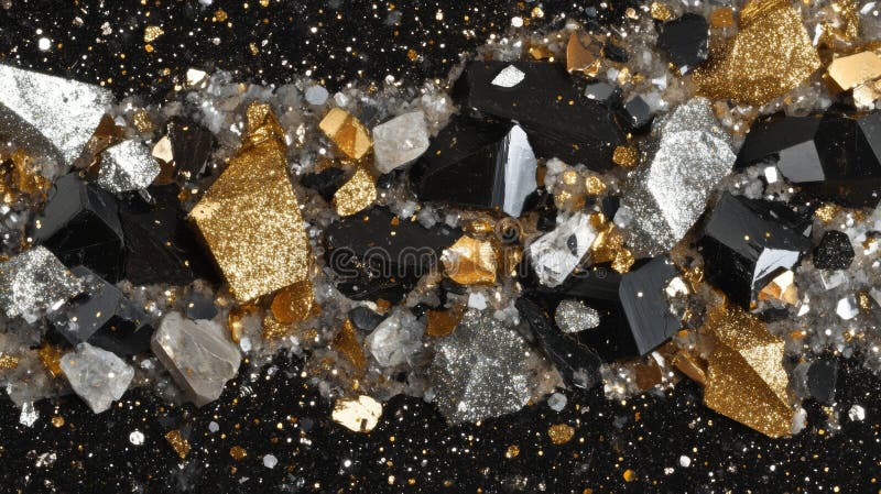 Black Gold and Silver Crystals Glitter Texture Stock Illustration ...