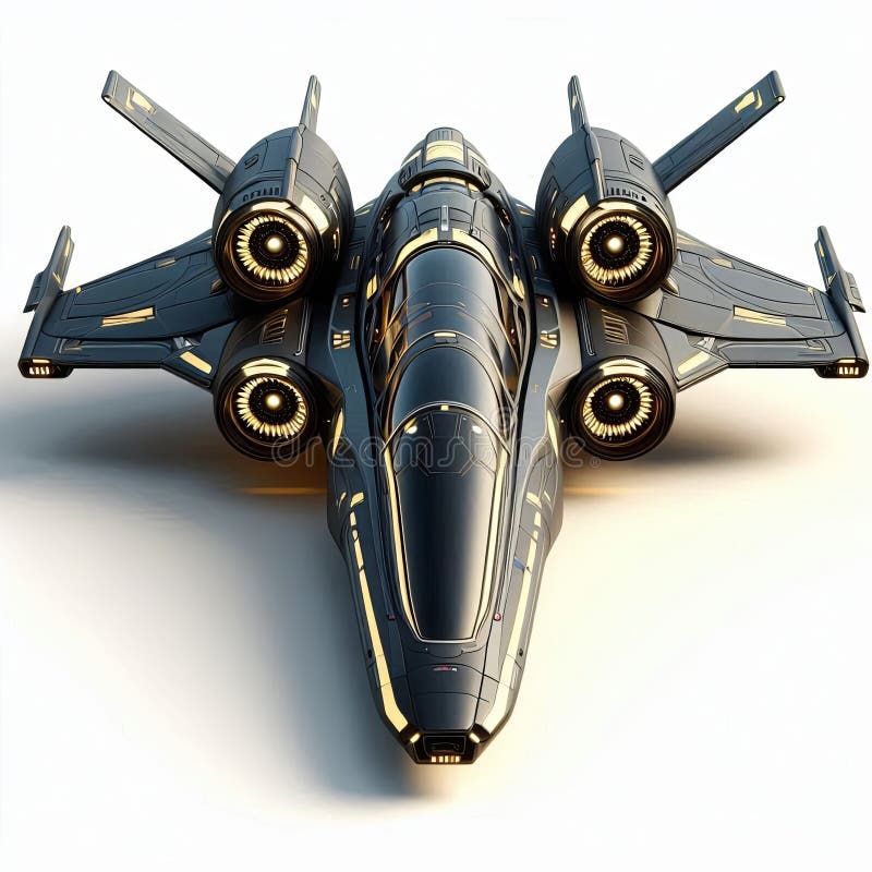 Black and Gold Spaceship stock illustration. Illustration of warship ...