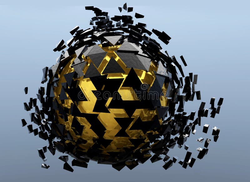 Black and Gold Sphere Shattered Abstract 3d Isolated Stock Illustration ...