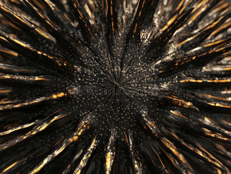 Black and Gold Spikes Explode Outward, Abstract Design and Digital Art ...