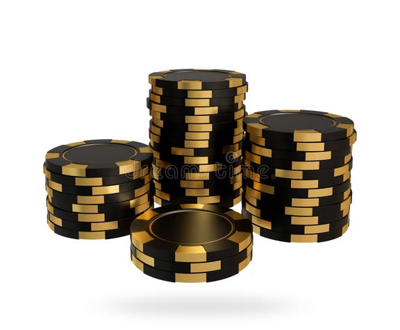 Black and Gold Stack of Casio, Poker Chip Isolated on White Backgound ...