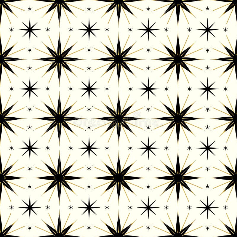 Black and Gold Starburst Pattern Stock Illustration - Illustration of ...