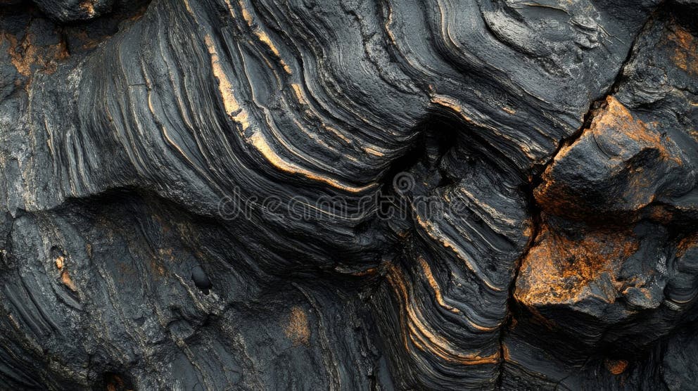 Black and Gold Swirling Rock Formations Stock Illustration ...