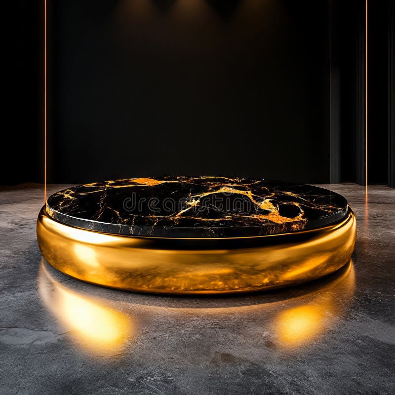 A Black and Gold Table with a Black Marble Top Stock Image - Image of ...