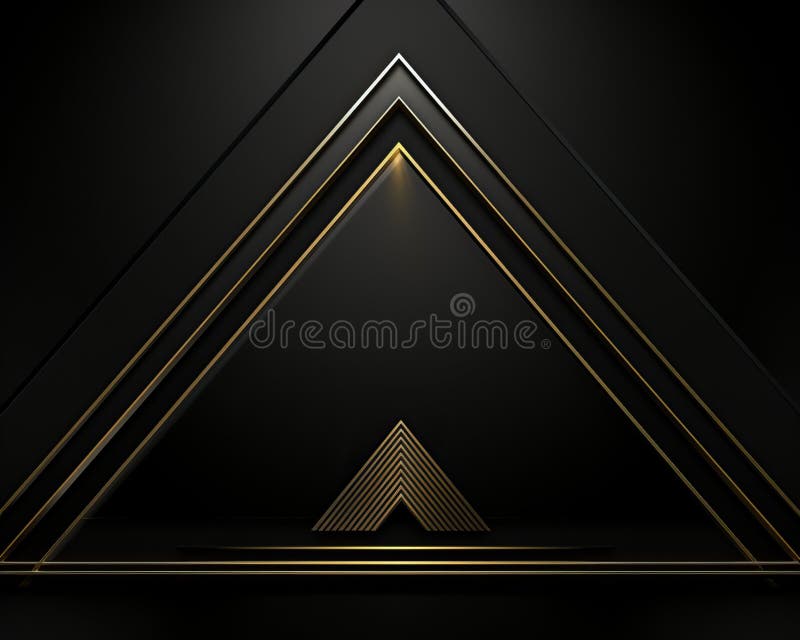 A Black and Gold Triangle on a Black Background Stock Illustration ...