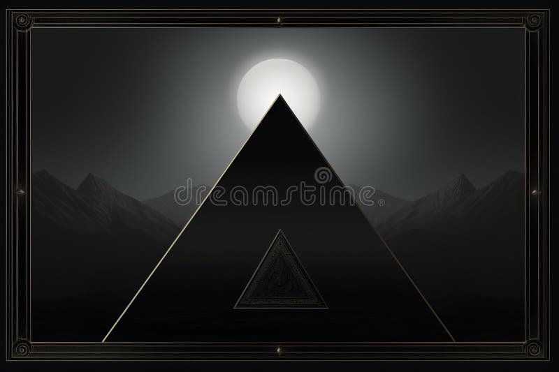 A Black and Gold Triangle with a Moon in the Background Stock ...