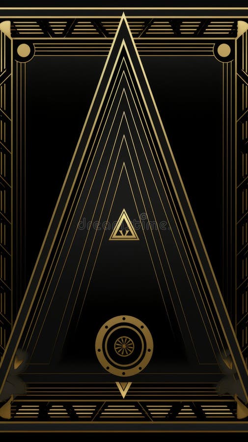 A Black and Gold Triangle with an Ornate Design on it Stock ...