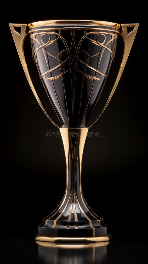 Black and Gold Trophy on Black Background Stock Photo - Image of ...