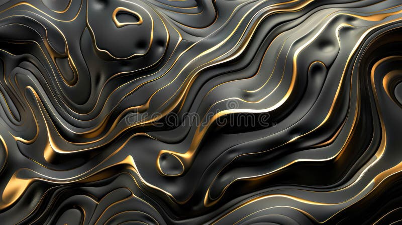 Black and Gold Wave Pattern with a Gold and Black Color Scheme Stock ...