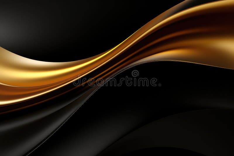 Black and Gold Wavy Lines Background Stock Illustration - Illustration ...