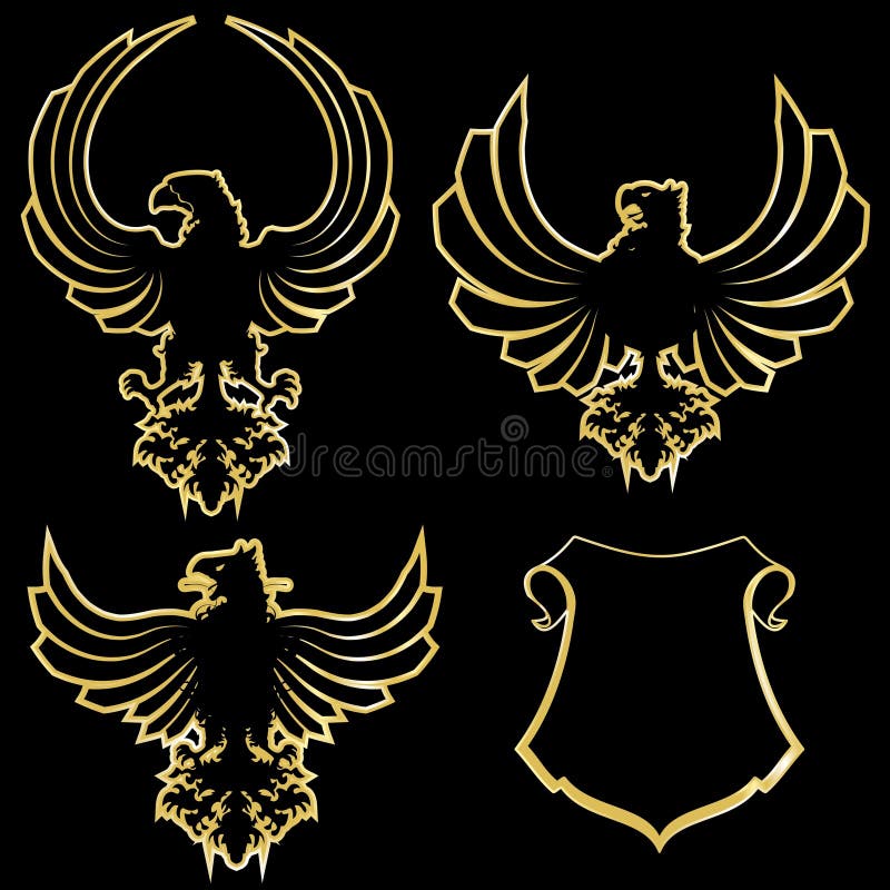 Black Golden Eagle Emblem Crest Tattoo Pack Collection1 Stock ...