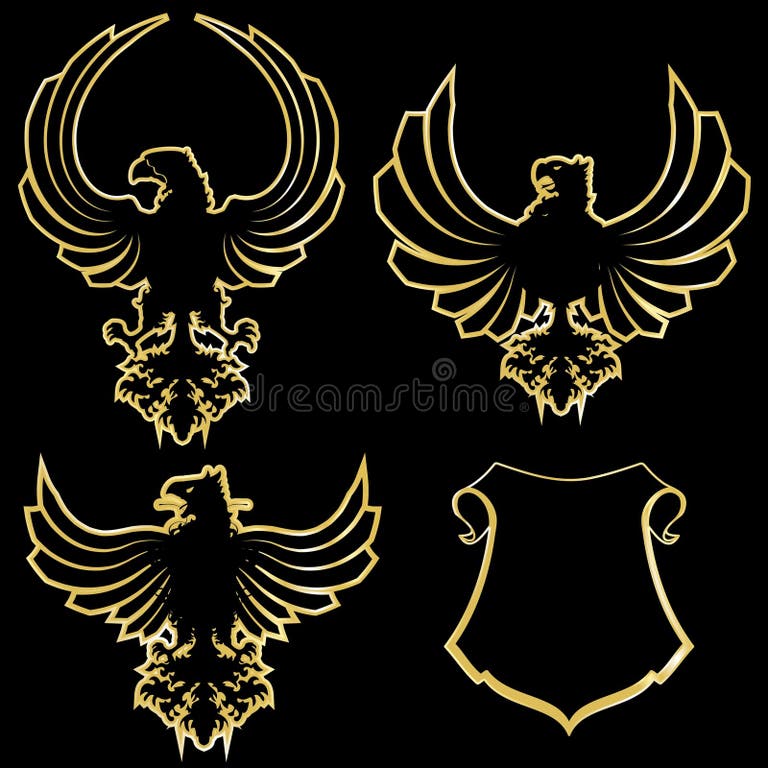 Black Golden Eagle Emblem Crest Tattoo Pack Collection1 Stock ...