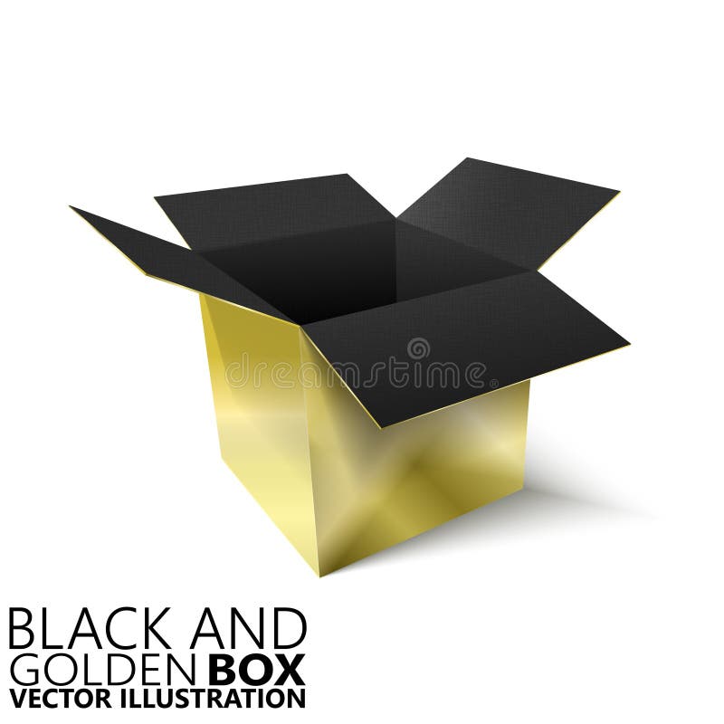 Black and Golden Open Box 3D/ Illustration Stock Illustration ...