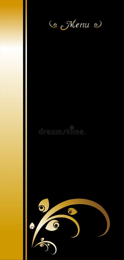 Black and Golden Vintage Menu Cover Design Stock Vector - Illustration ...