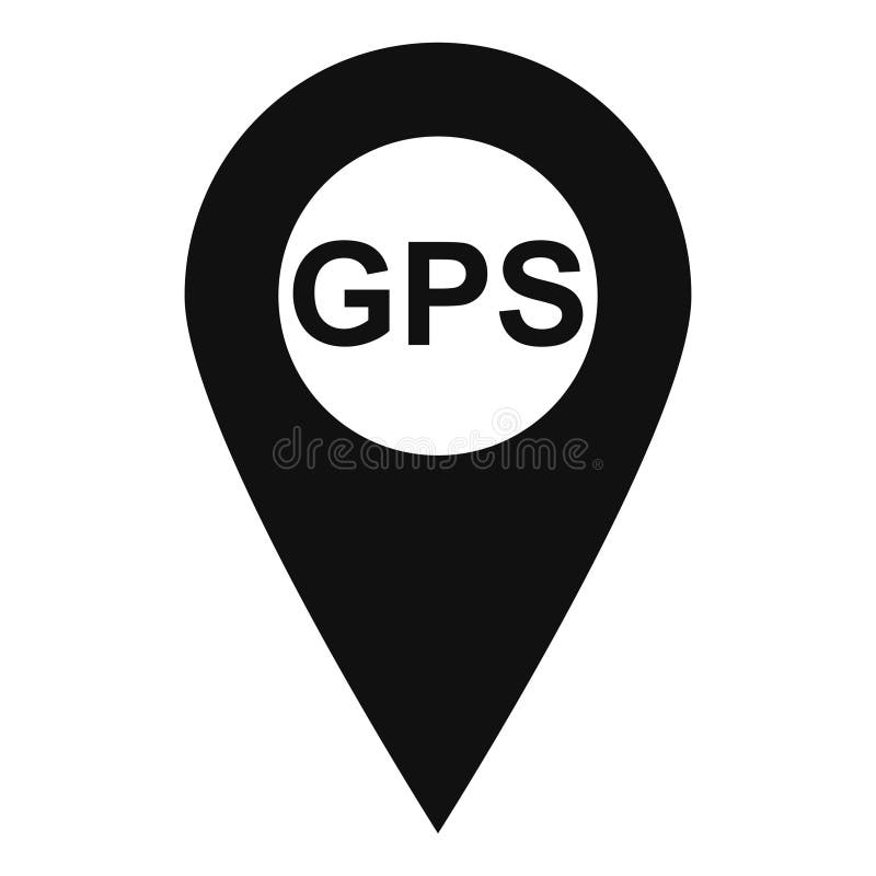 Black GPS Location Pin Icon with Bold GPS Center Text Stock ...