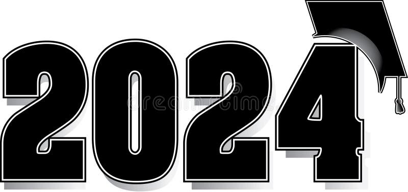 2024 Black with Grad Cap Graduation Banner Stock Vector - Illustration ...