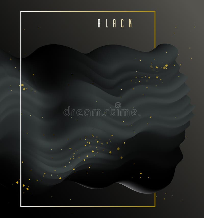 Black Gradient with Gold Particles Elements Vector Abstract Background ...