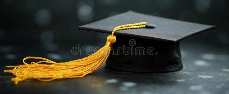 Graduation Cap with Yellow Tassel Displaying Academic Achievement on a ...