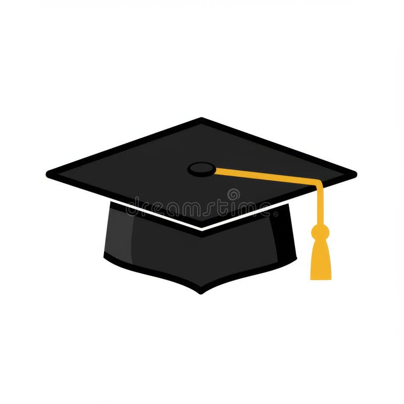 Black Graduation Cap with Gold Tassel Illustration Stock Illustration ...