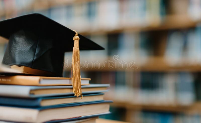 Graduation Cap on Stack of Books Stock Image - Image of college ...