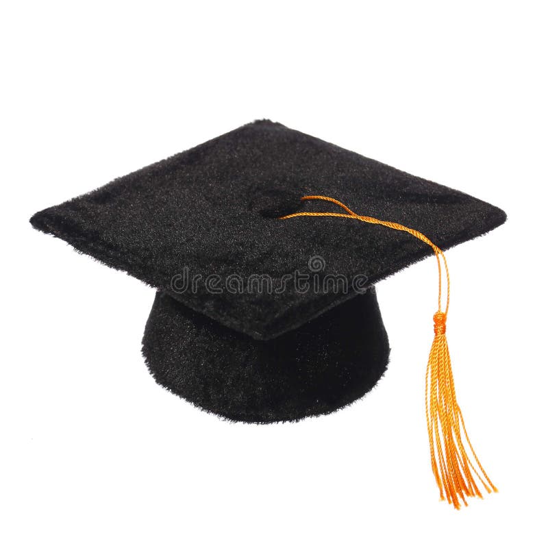 Black Graduation Cap with Degree Isolated on White Stock Image - Image ...