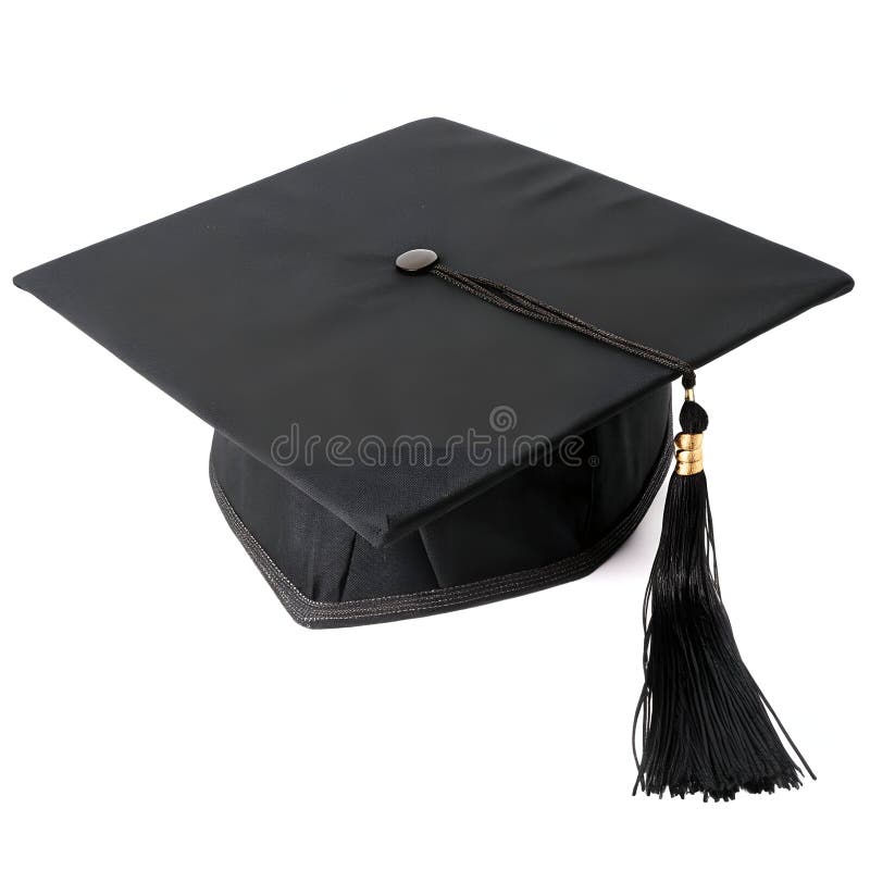 Black Graduation Cap Isolated on White Background Stock Illustration ...