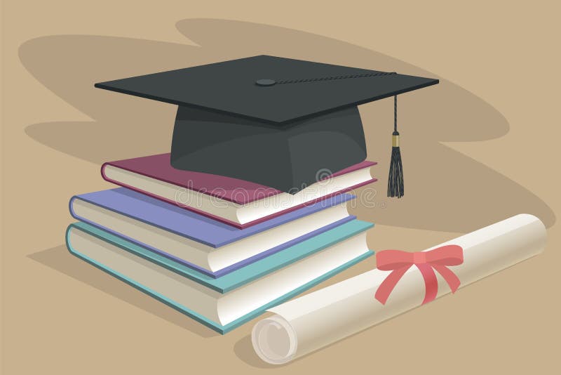 Black Graduation Cap, Mortarboard and Diploma Scroll, Made with ...