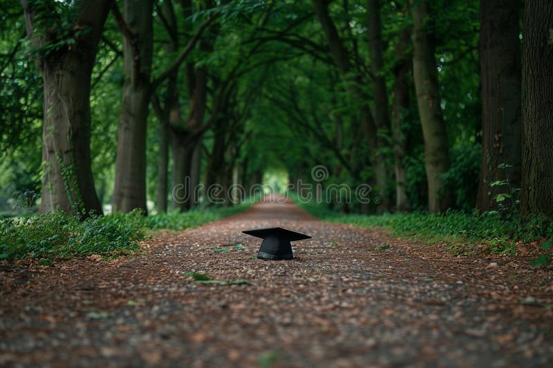 Graduation Cap on a Path through a Forest Stock Illustration ...