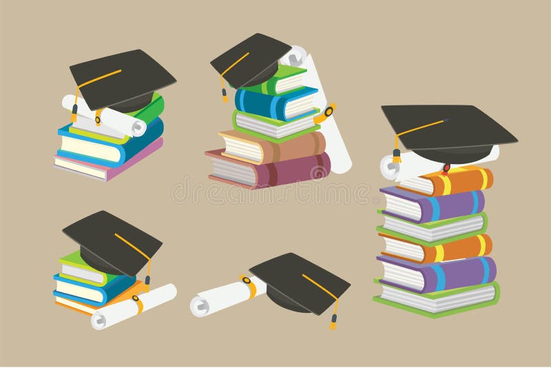 Black Graduation Cap on Stack of Books Education and Graduation Concept ...