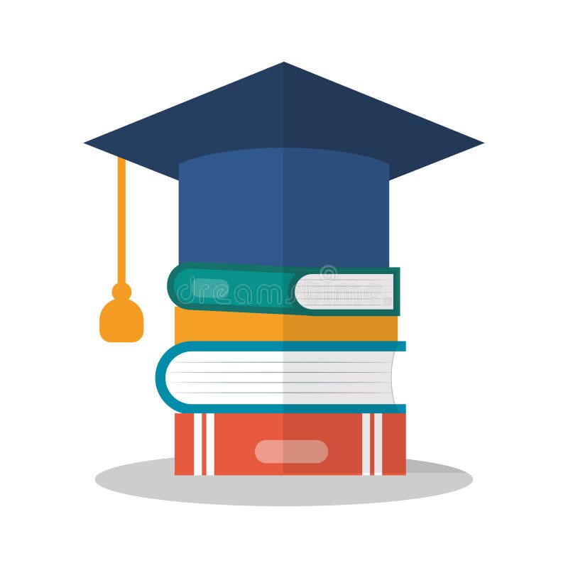 Black Graduation Cap on Stack of Books. Education and Graduation ...