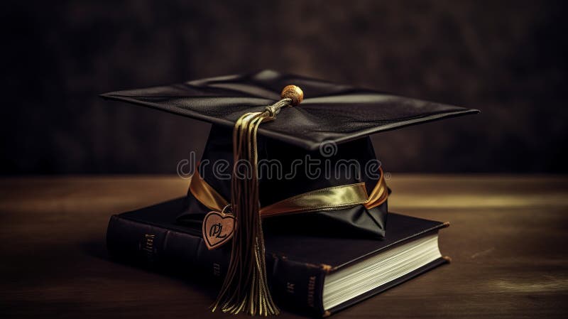 Black Graduation Hat. Generative AI Stock Illustration - Illustration ...